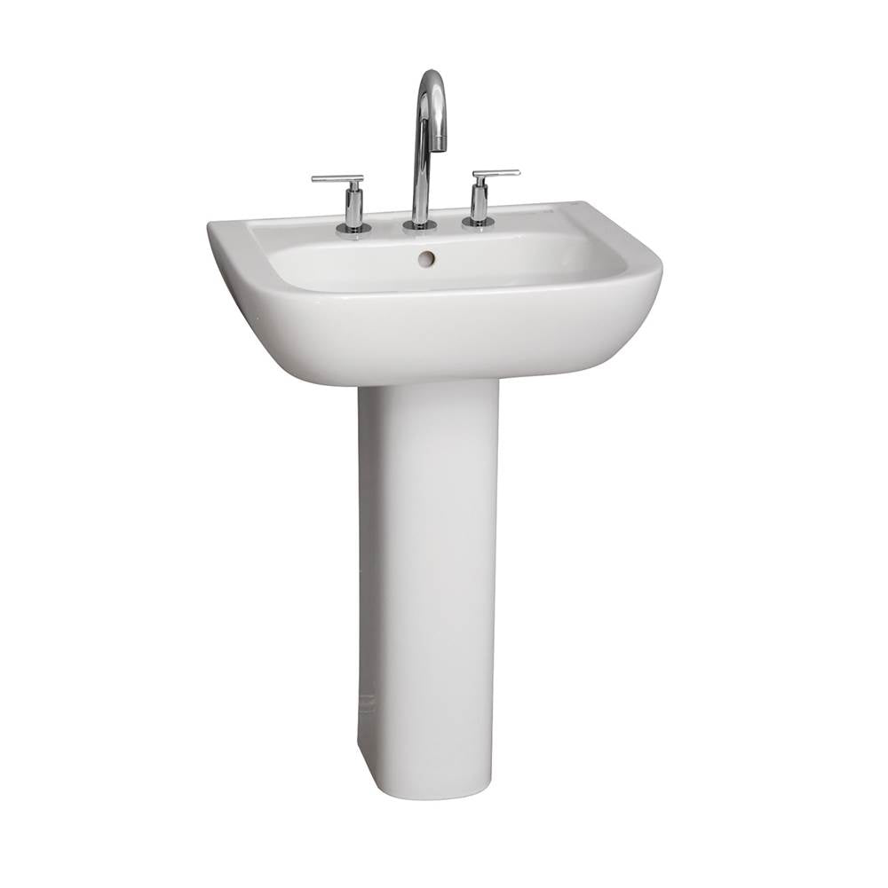 Barclay 3-2018WH Caroline 550 Pedestal Lavatory - 8 Widespread - White – Plumbing Overstock
