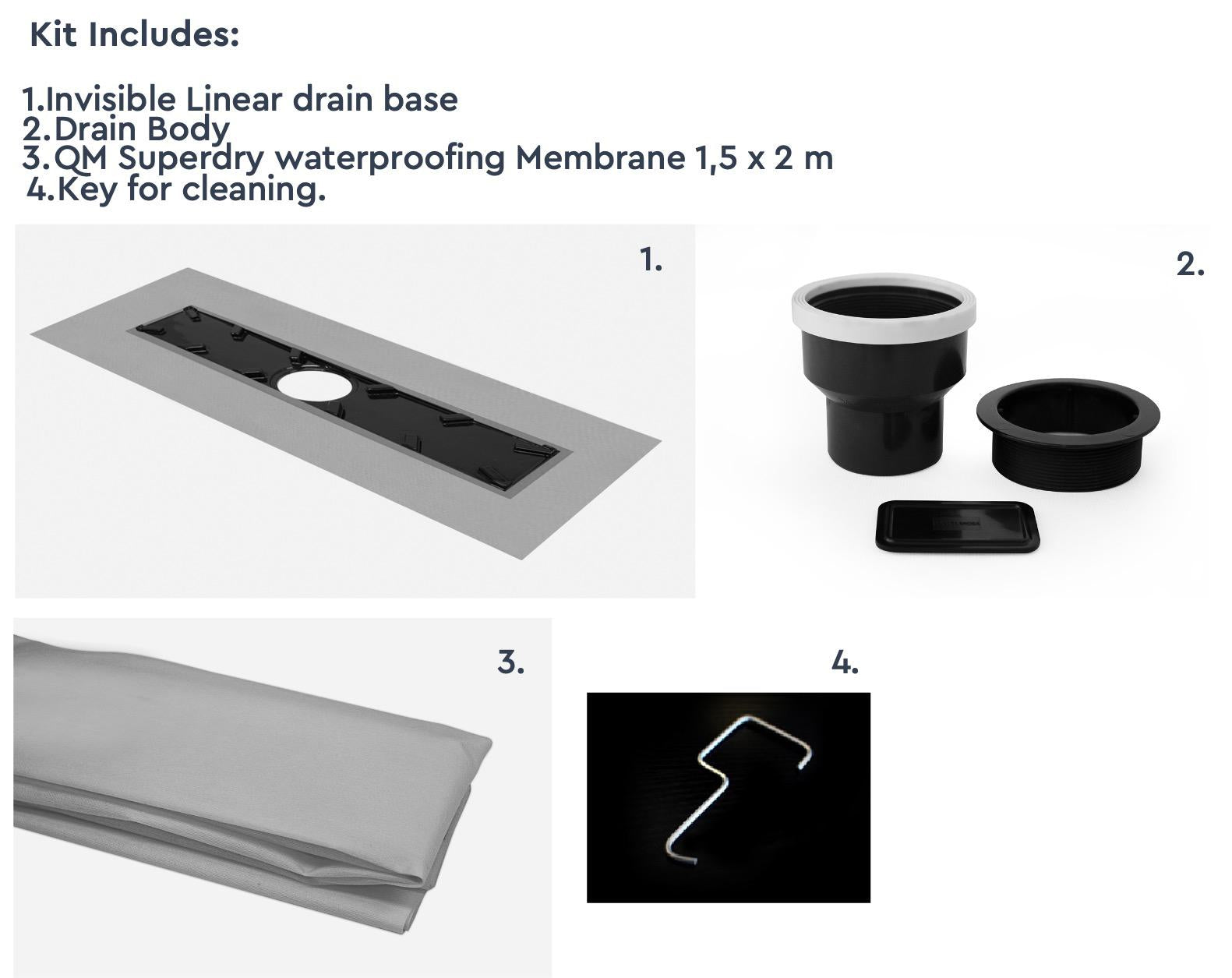 QM Drains 55.100.04.48 VO Invisible Linear Drain 48" – Plumbing Overstock