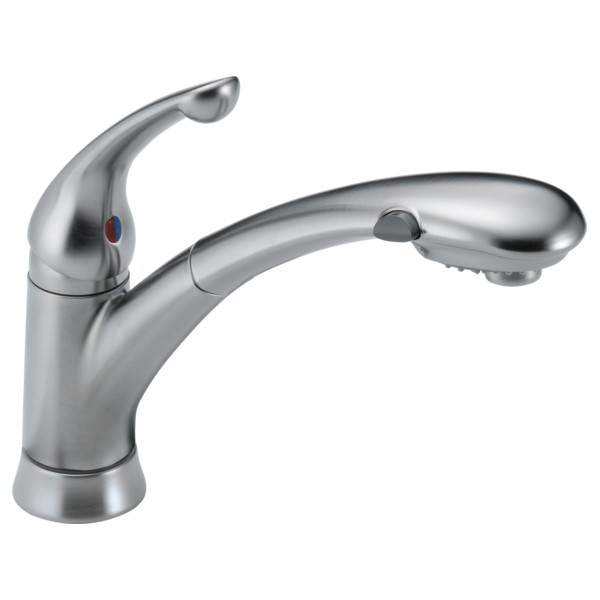 Delta 470-DST Single Handle Pull-Out Kitchen Faucet – Plumbing Overstock