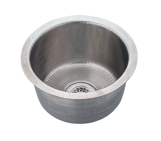 Nantucket Sinks RS15-SSMF 15-inch hand hammered round stainless steel ...