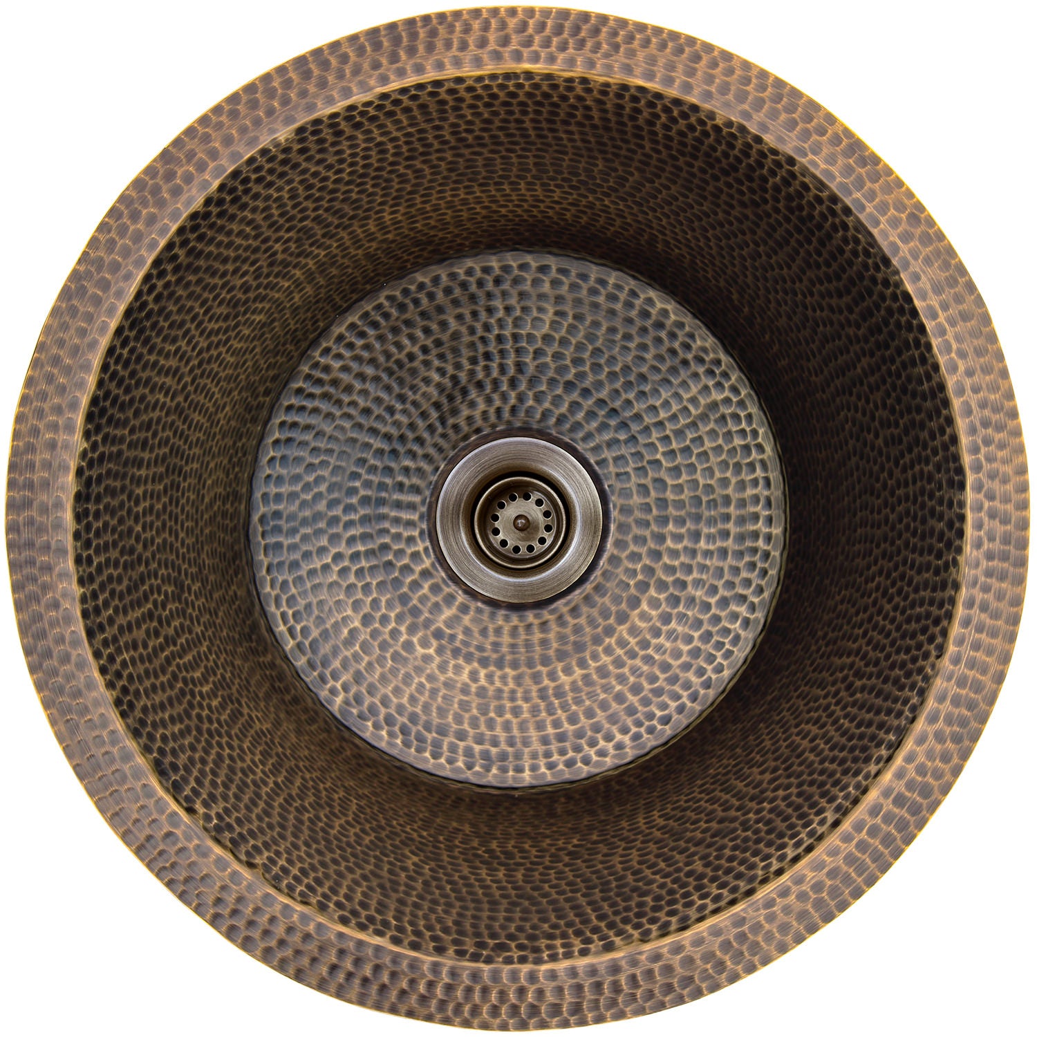 Linkasink C016 Hammered Small Round Flat Bottom Bar/Utility, 2 Drain O ...
